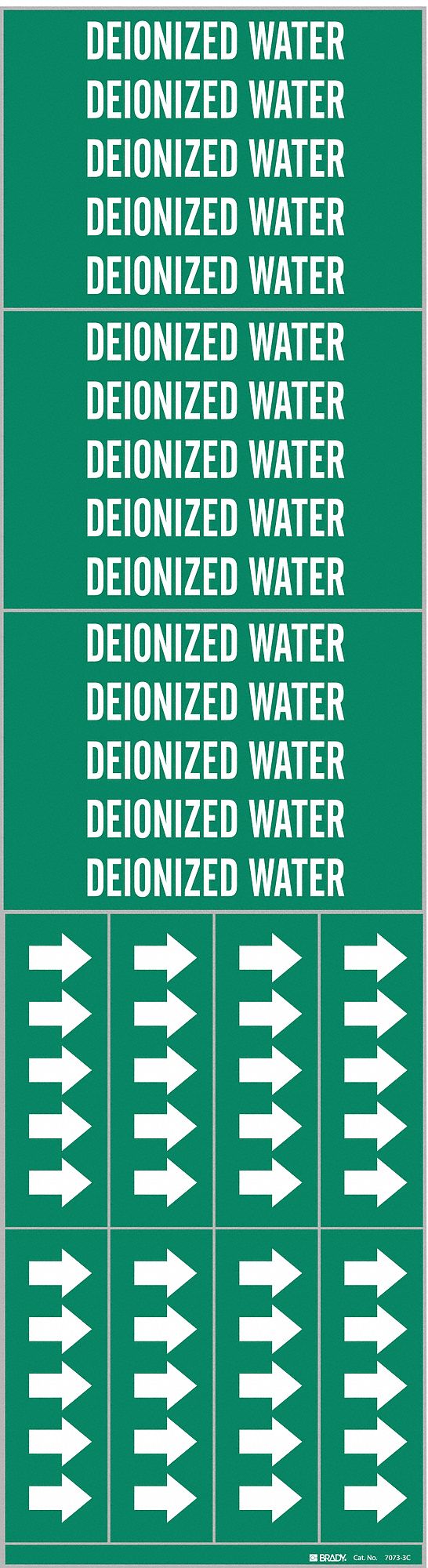 Deionized Water, Green, Pipe Marker - 5ACU2|7073-3C - Grainger