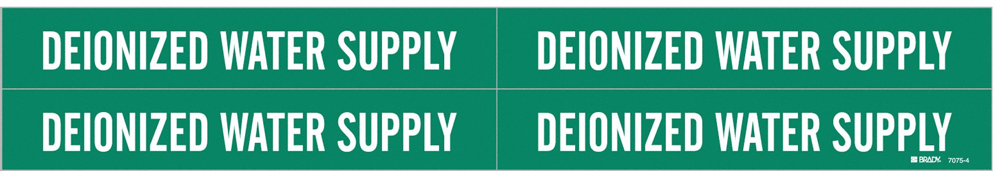 Deionized Water Supply, Green, Pipe Marker - 5ACV0|7075-4 - Grainger
