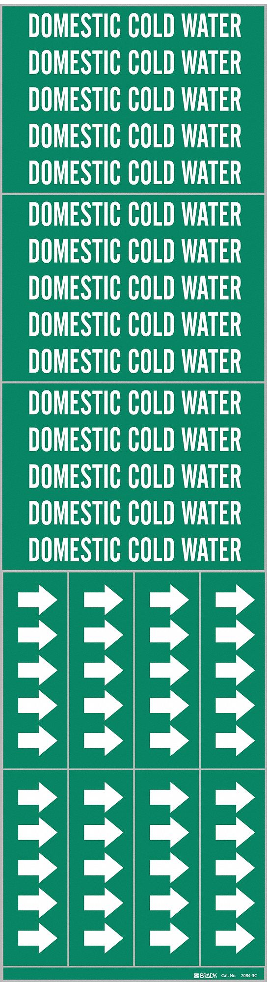 Domestic Cold Water, Green, Pipe Marker - 5ACV5|7084-3C - Grainger