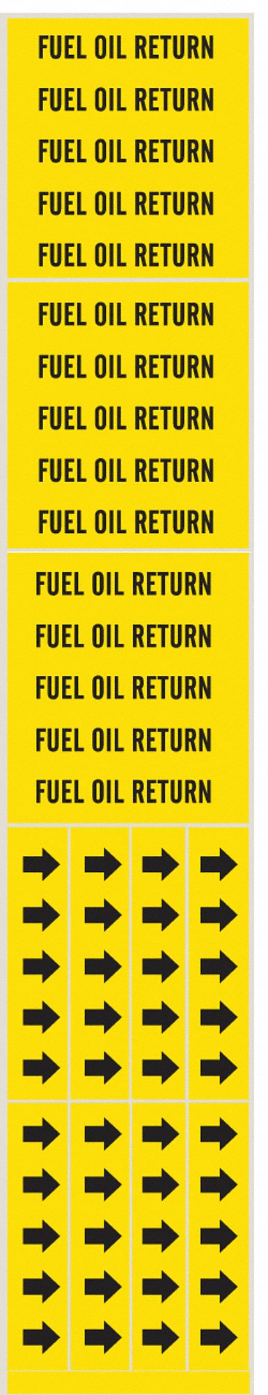 Fuel Oil Return, Yellow, Pipe Marker - 5ADA3|7116-3C - Grainger