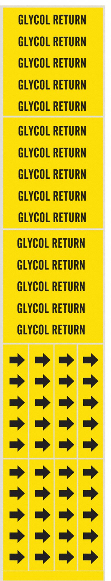 Glycol Return, Yellow, Pipe Marker - 5ADC6|7122-3C - Grainger