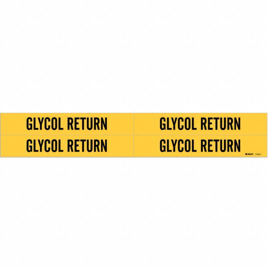 Glycol Return, Yellow, Pipe Marker - 5ADC7|7122-4 - Grainger