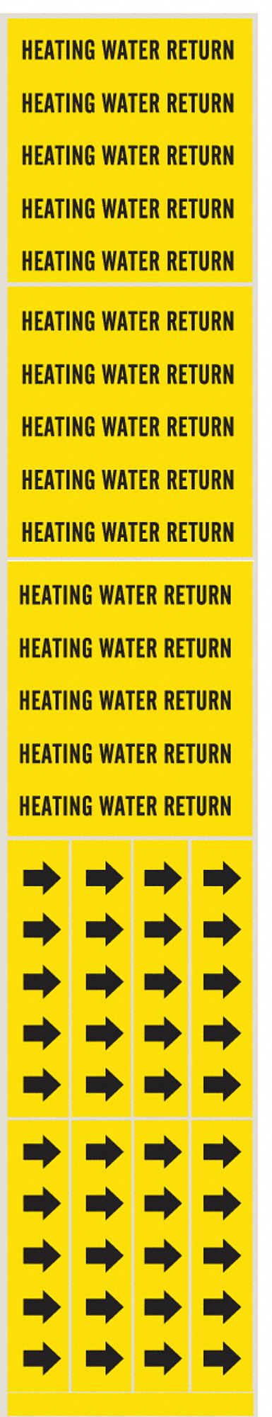 Heating Water Return, Yellow, Pipe Marker - 5ADD5|7129-3C - Grainger