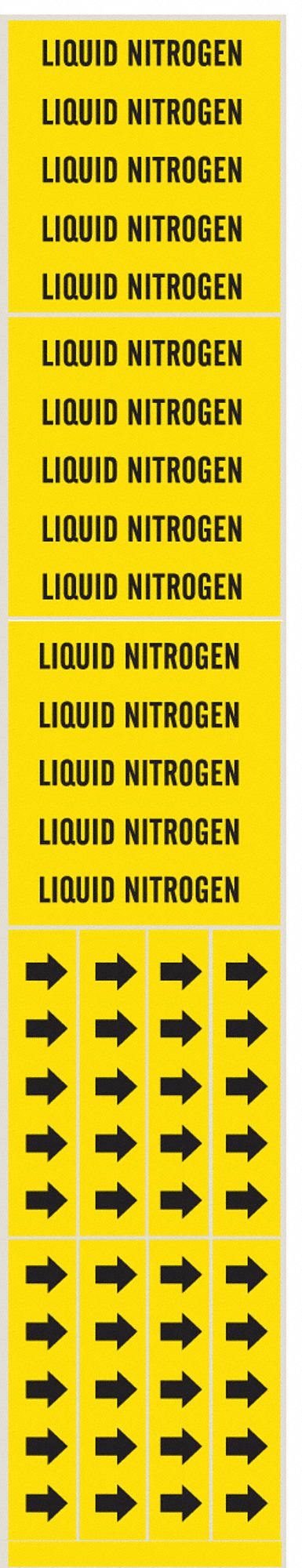 Liquid Nitrogen, Yellow, Pipe Marker - 5ADH9|7172-3C - Grainger
