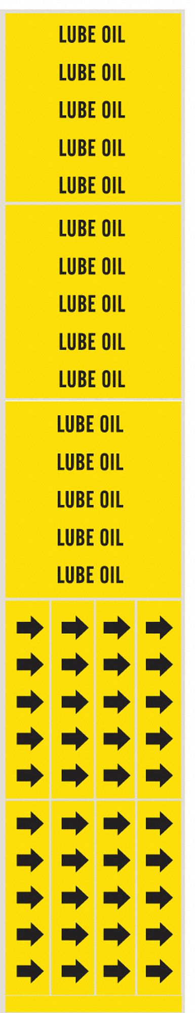 Lube Oil, Yellow, Pipe Marker - 5ADJ5|7181-3C - Grainger
