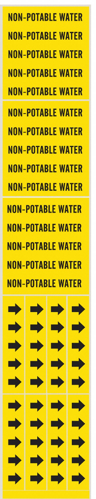 Non-Potable Water, Yellow, Pipe Marker - 5ADL3|7203-3C - Grainger