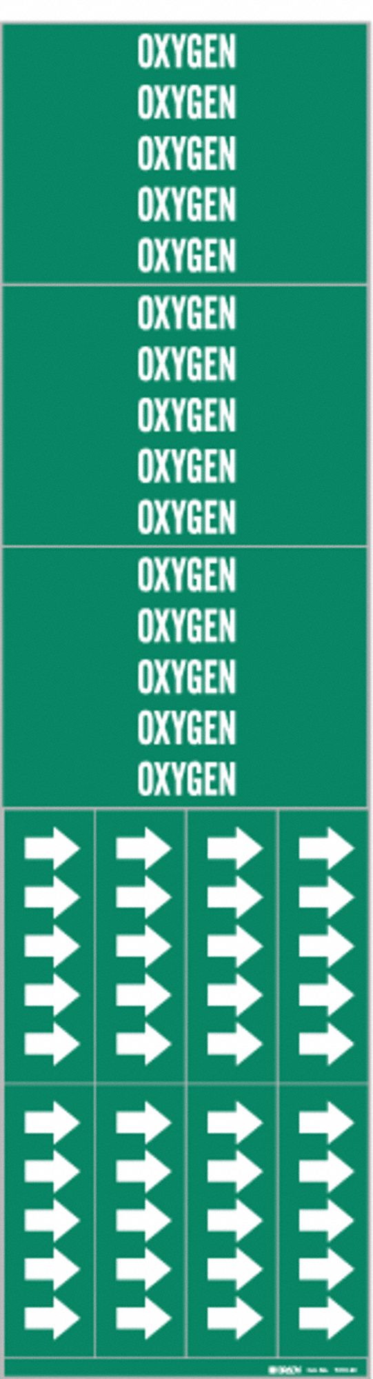 Oxygen, Green, Pipe Marker - 5ADN3|7210-3C - Grainger