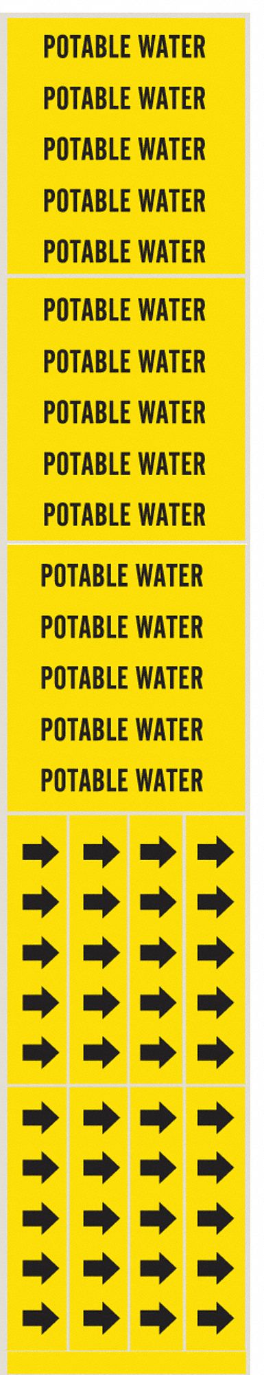 Potable Water, Yellow, Pipe Marker - 5ADP1|7218-3C - Grainger