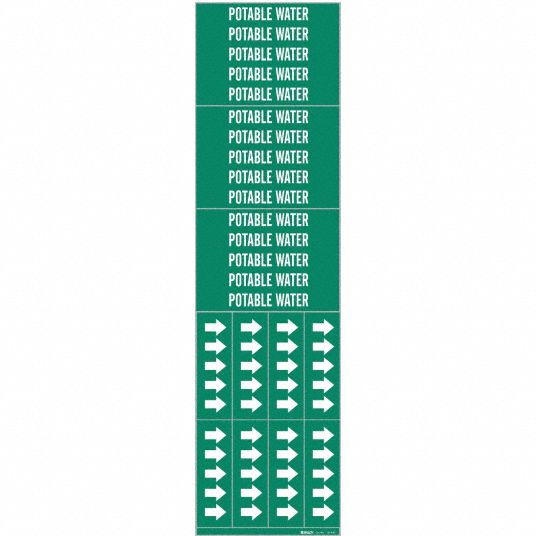 Potable Water, Green, Pipe Marker - 5ADP3|7219-3C - Grainger