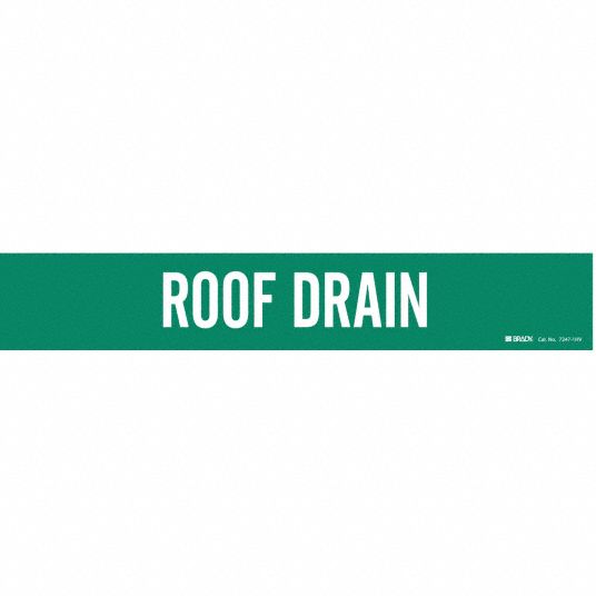 Roof Drain, Green, Pipe Marker - 5ADU2|7247-1HV - Grainger