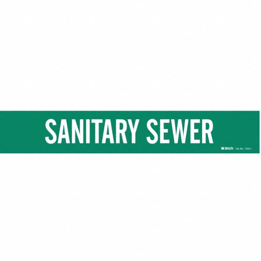 Sanitary Sewer, Green, Pipe Marker - 5ADU9|7250-1 - Grainger