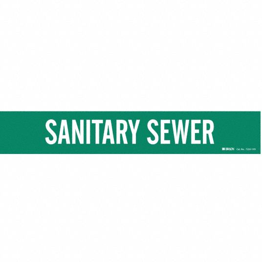 Sanitary Sewer, Green, Pipe Marker - 5ADV0|7250-1HV - Grainger