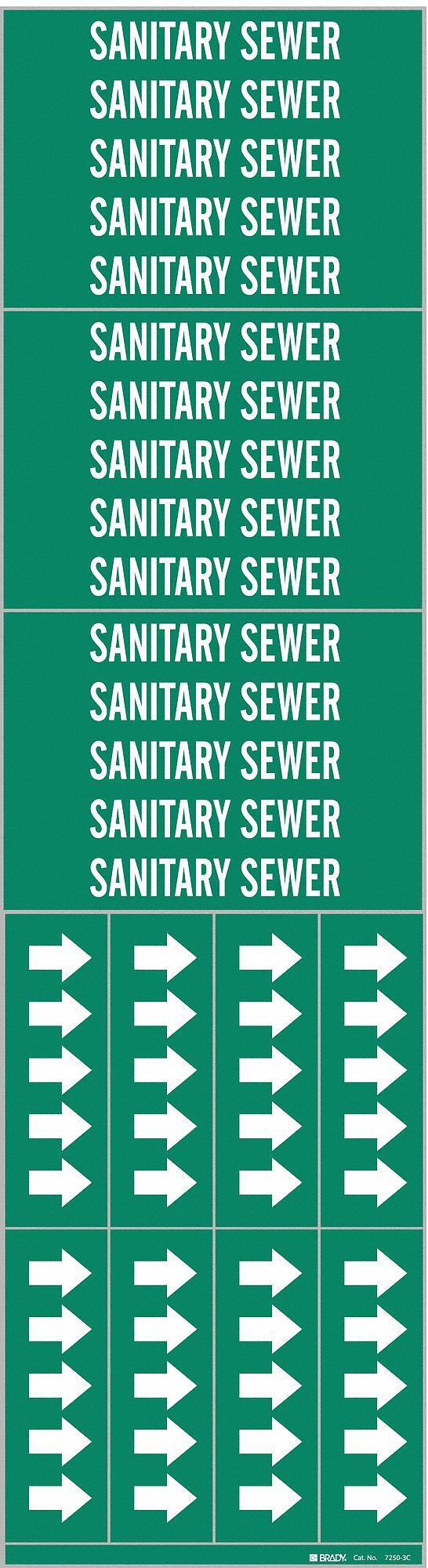 Sanitary Sewer, Green, Pipe Marker - 5ADV1|7250-3C - Grainger