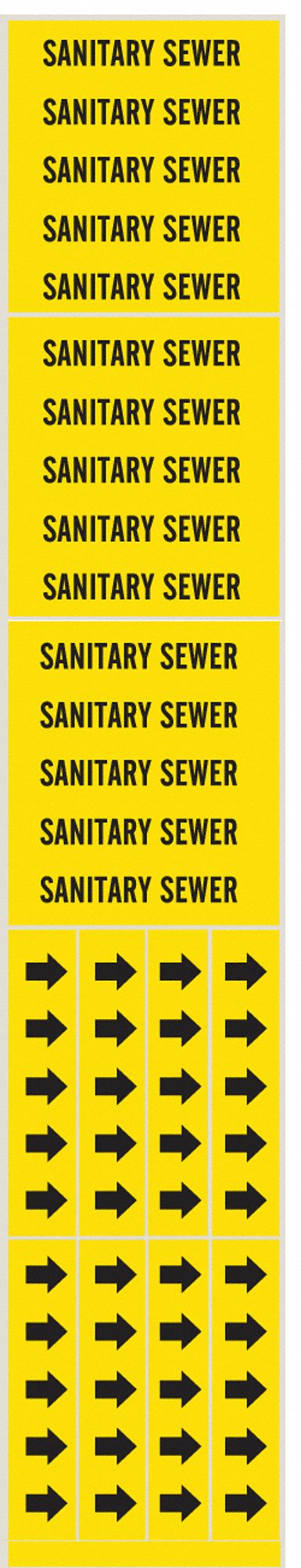 Sanitary Sewer, Yellow, Pipe Marker - 5ADV5|7251-3C - Grainger