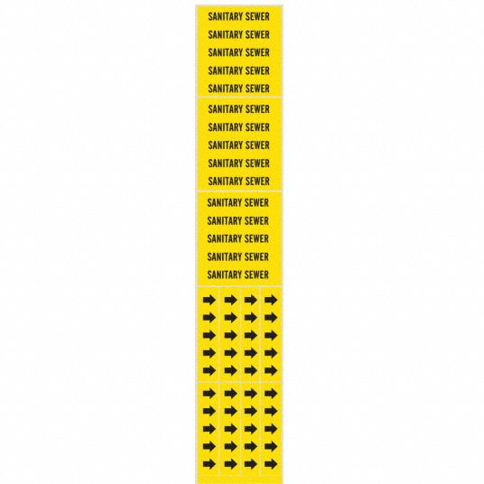 Sanitary Sewer, Yellow, Pipe Marker - 5ADV5|7251-3C - Grainger