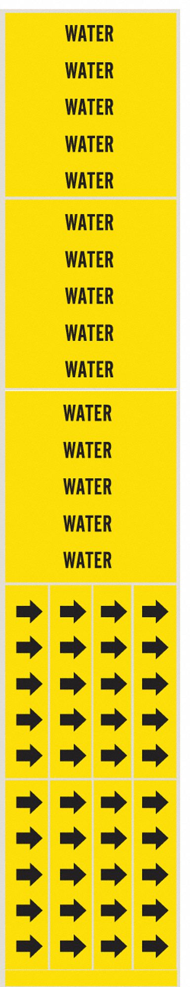 Water, Yellow, Pipe Marker - 5AED3|7303-3C - Grainger