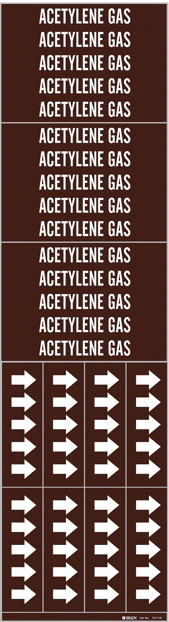 Acetylene Gas, Brown, Pipe Marker - 5AEE2|7317-3C - Grainger