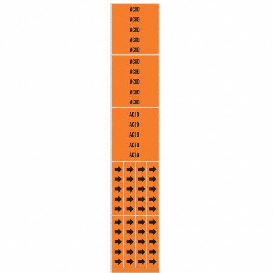 Acid, Orange, Pipe Marker - 5AEE6|7318-3C - Grainger