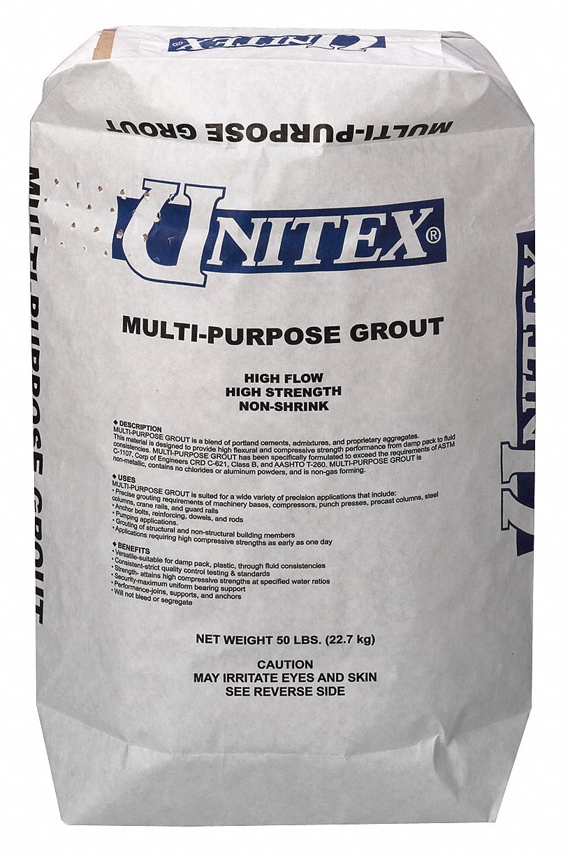 UNITEX Grout, 50 lb Size, Gray Color, Container Type: Bag - 5AFN4 ...