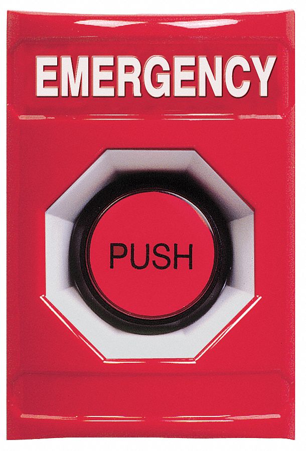 Emergency Push Button, Illuminated, 4 7/8 in Height, 3 1/4 in Width ...