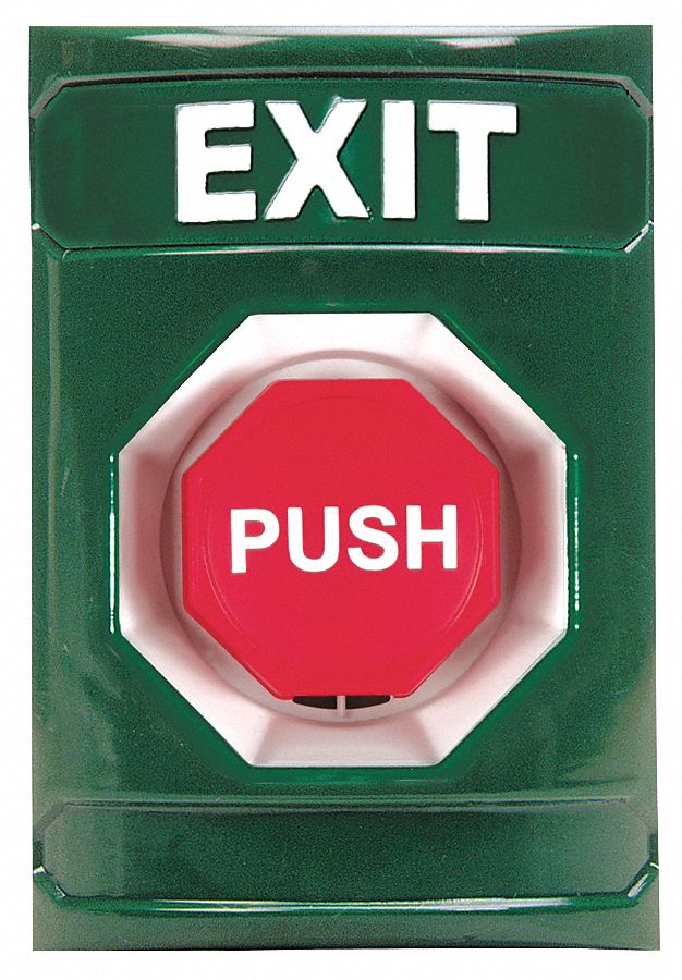 Exit Push Button, Key-To-Reset, 4 7/8 in Height, 3 1/4 in Width ...
