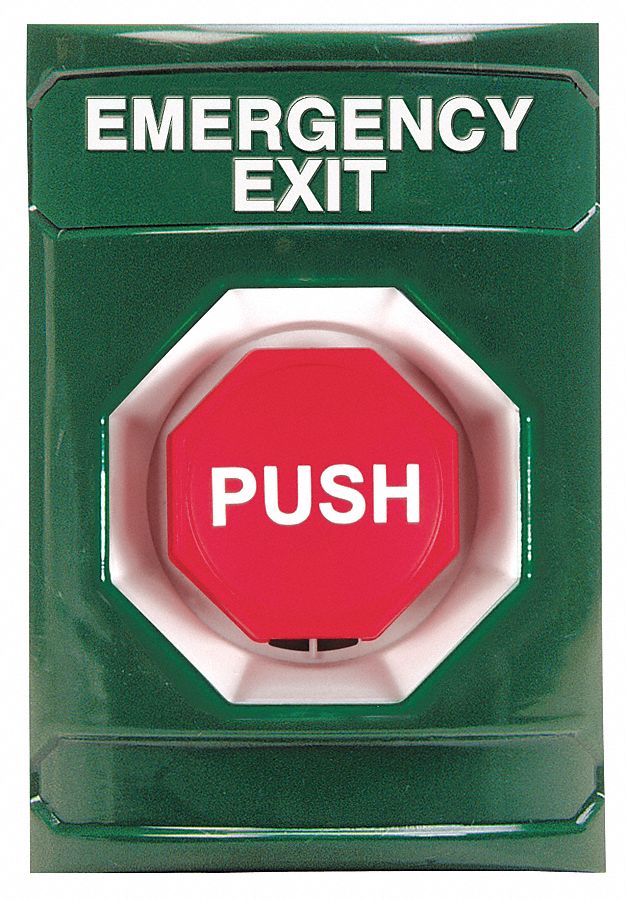 SAFETY TECHNOLOGY INTERNATIONAL Emergency Exit Push Button,Green ...