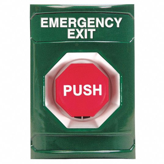 Emergency Exit Push Button, Momentary Mushroom, 4 7/8 in Height, 3 1/4 ...