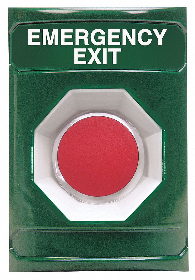 Emergency Exit Push Button, Momentary Touch, 4 7/8 in Height, 3 1/4 in ...