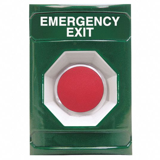 Emergency Exit Push Button, Momentary Touch, 4 7/8 in Height, 3 1/4 in ...