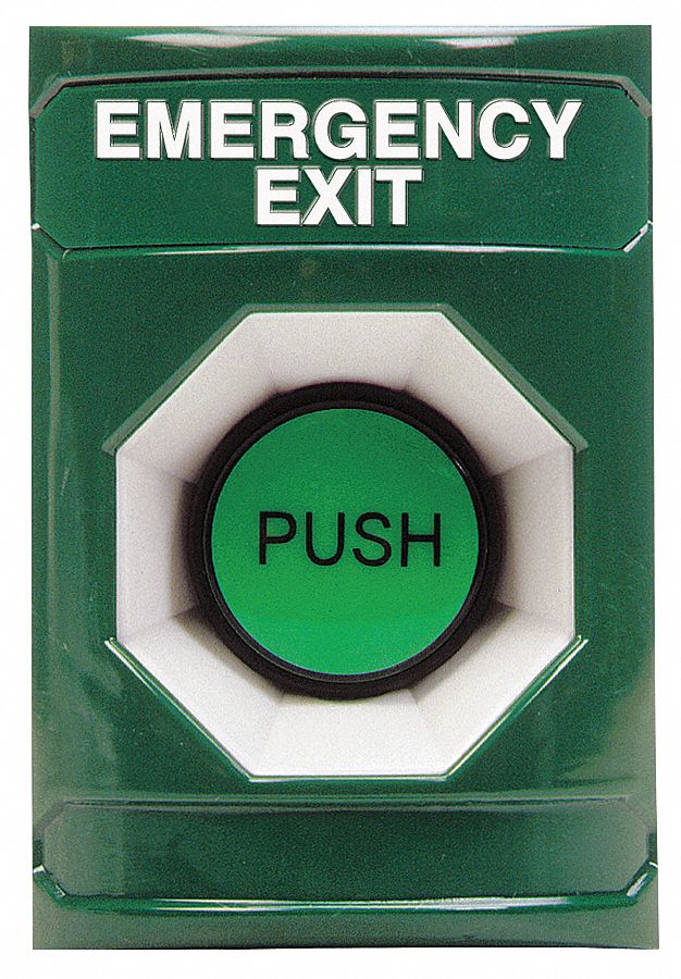 Emergency Exit Push Button, Illuminated, 4 7/8 in Height, 3 1/4 in ...