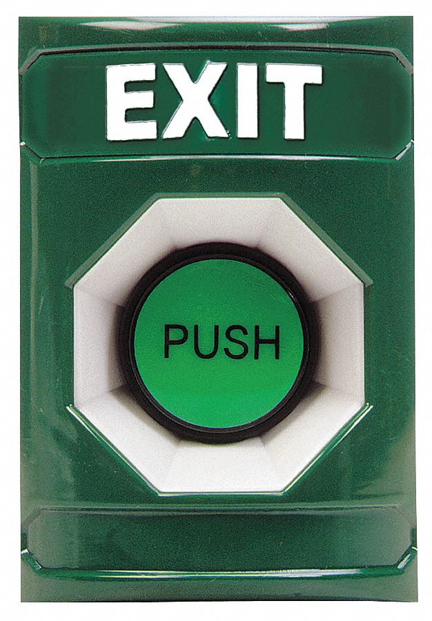 Exit Push Button, Illuminated, 4 7/8 in Height, 3 1/4 in Width ...