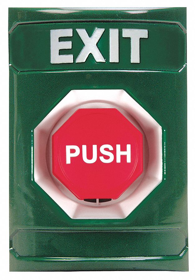 Exit Push Button, Turn-To-Reset, 4 7/8 in Height, 3 1/4 in Width ...