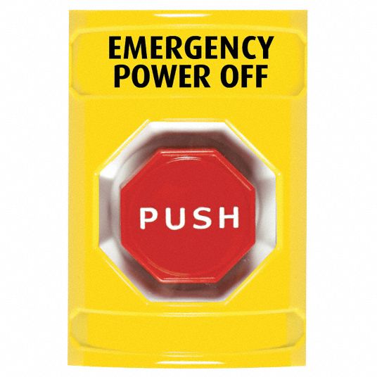Emergency Power Off Push Button, Momentary Mushroom, 4 7/8 in Height, 3 ...