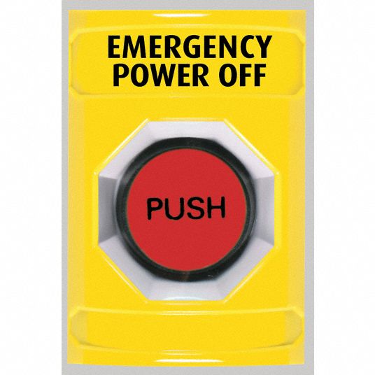 Emergency Power Off Push Button, Illuminated, 4 7/8 in Height, 3 1/4 in ...