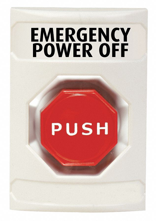Emergency Power Off Push Button, Momentary Mushroom, 4 7/8 in Height, 3 ...
