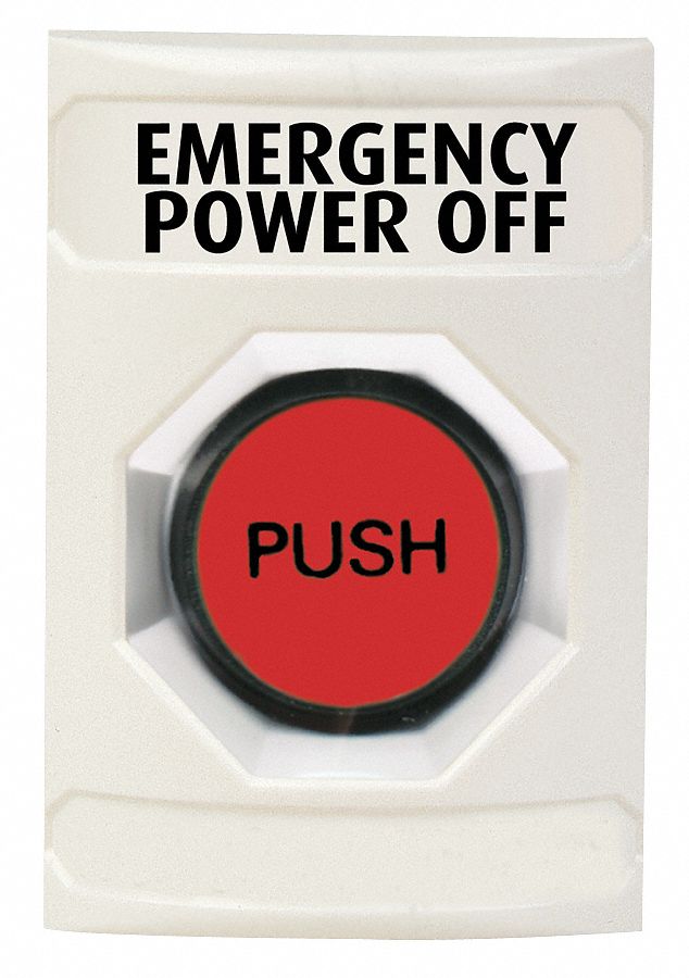 Emergency Power Off Push Button, Illuminated, 4 7/8 in Height, 3 1/4 in ...