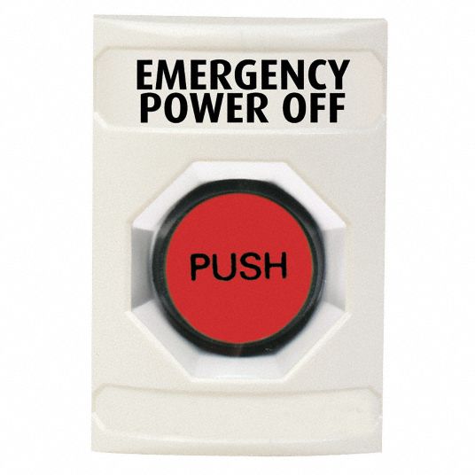 Emergency Power Off Push Button, Illuminated, 4 7/8 in Height, 3 1/4 in ...