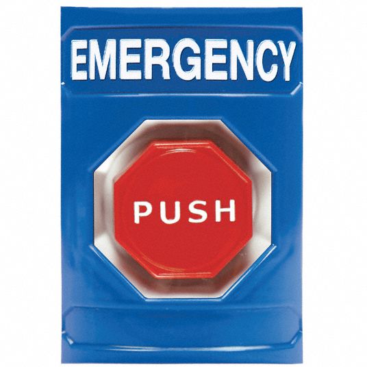 Emergency Push Button, Key-To-Reset, 4 7/8 in Height, 3 1/4 in Width ...