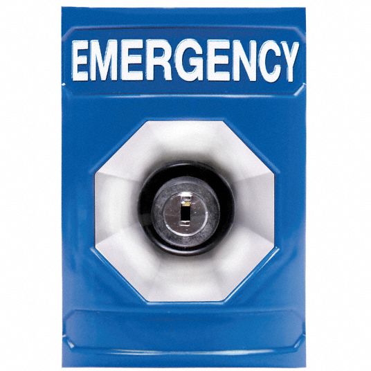 Emergency Push Button, Key-To-Activate, 4 7/8 in Height, 3 1/4 in Width ...