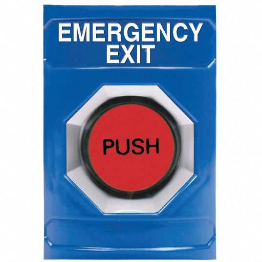 Emergency Exit Push Button, Illuminated, 4 7/8 in Height, 3 1/4 in ...