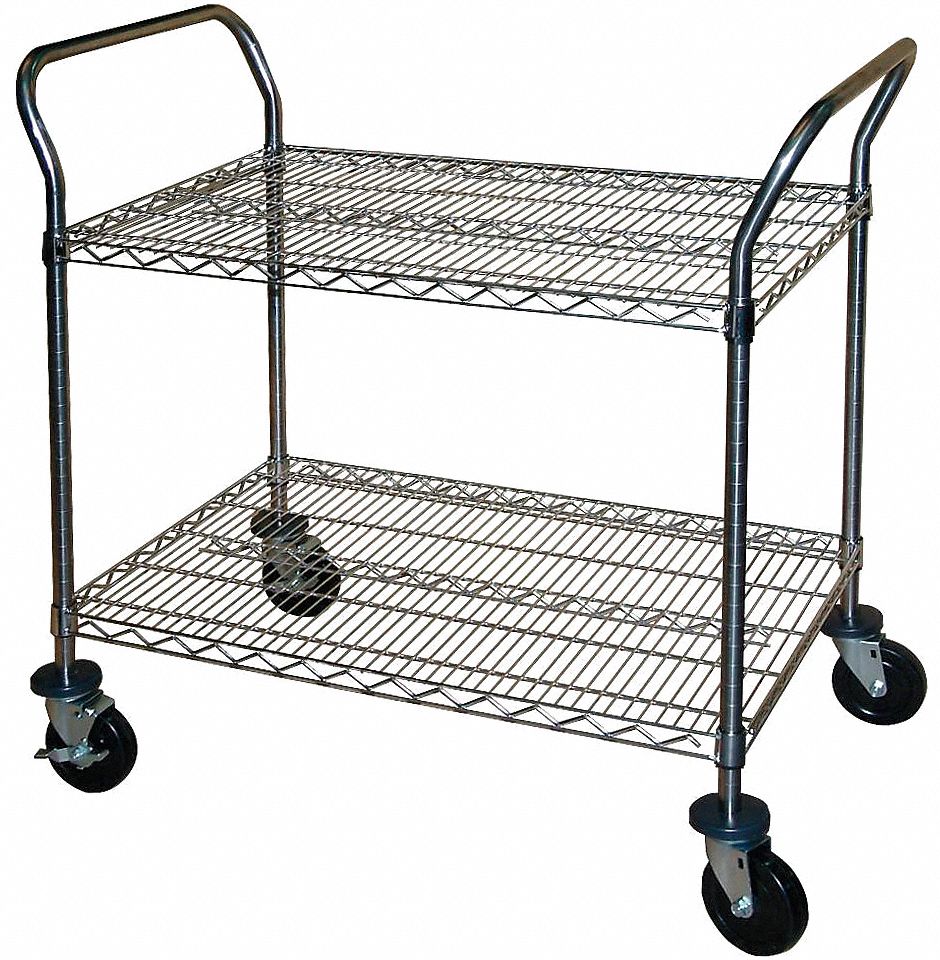 Wire Cart, 800 lb Load Capacity, Number of Shelves 2 - Grainger