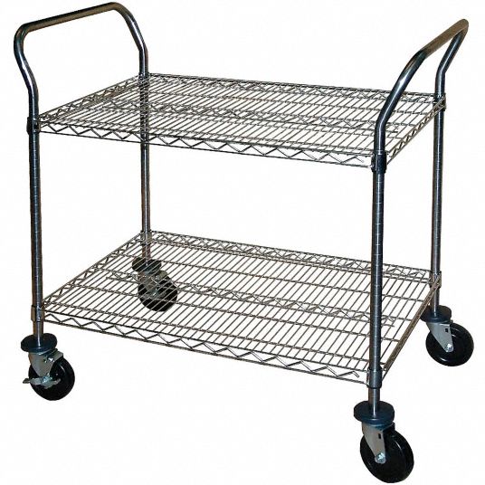 Wire Cart, 800 lb Load Capacity, Number of Shelves 2 - Grainger
