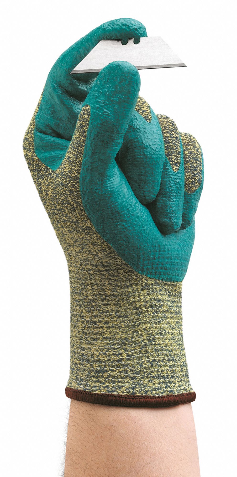 HYFLEX Coated Gloves: L ( 9 ), ANSI Cut Level A5, Palm, Dipped, Foam ...