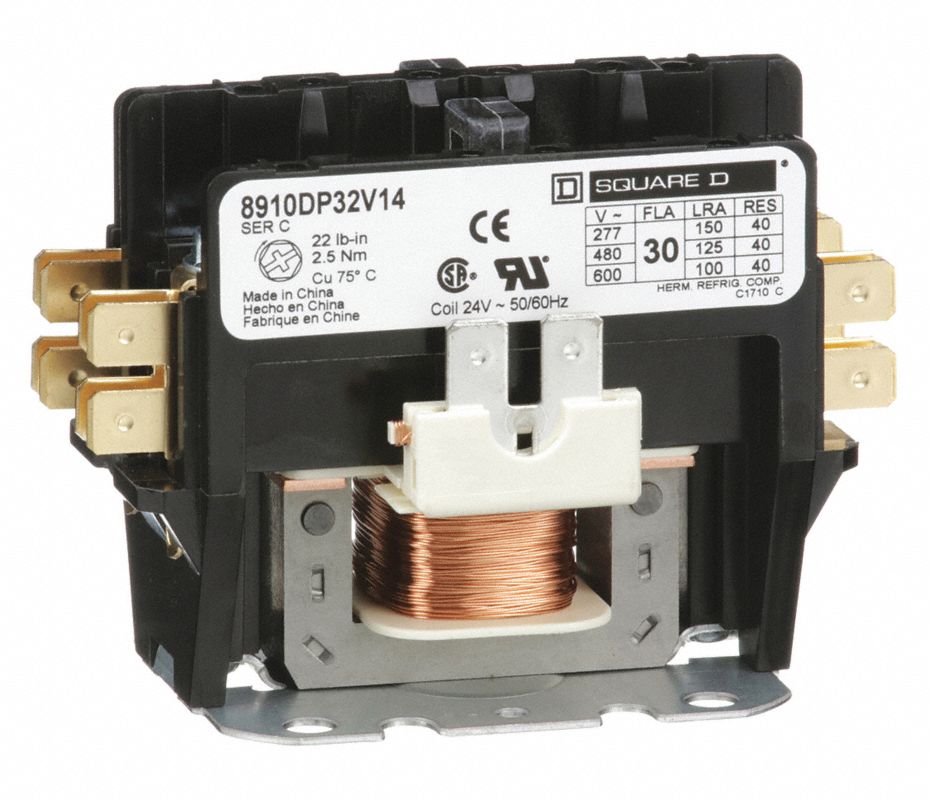 SQUARE D Contactor Compacto, 24VCA, Número de Polos 2, Reversible: No ...