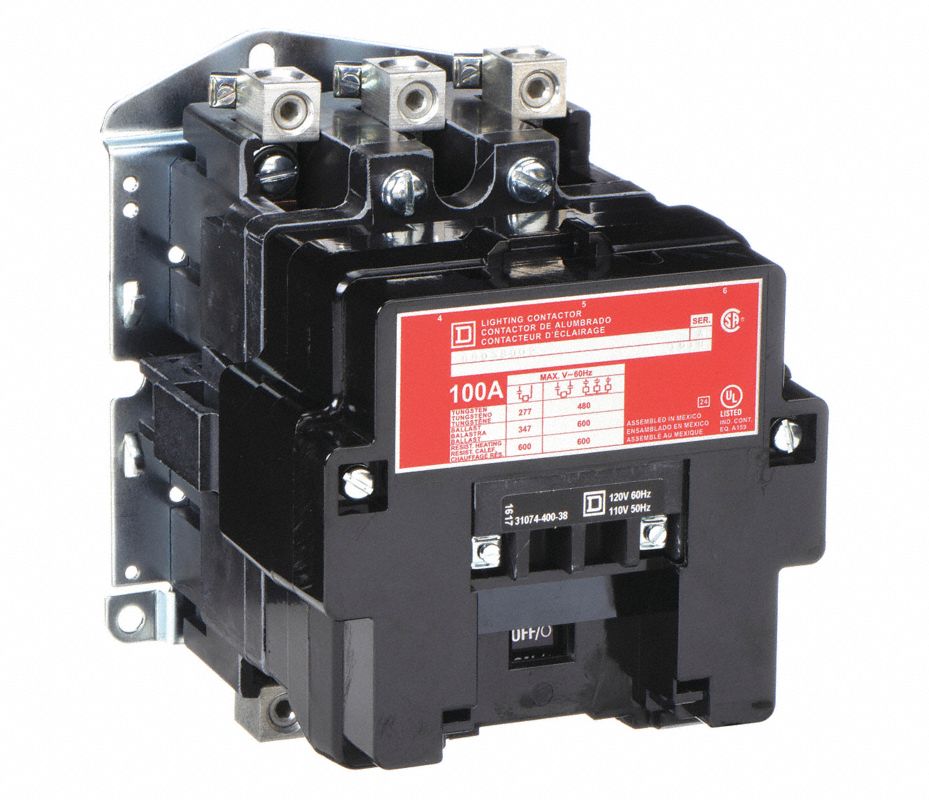 SQUARE D Contactor de iluminación, 120VCA, Número de Polos 3, Amperaje ...