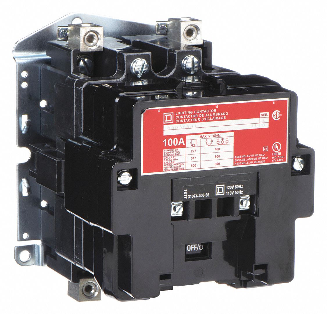 SQUARE D, 2 Poles, 120V AC, Lighting Magnetic Contactor - 5B136 ...