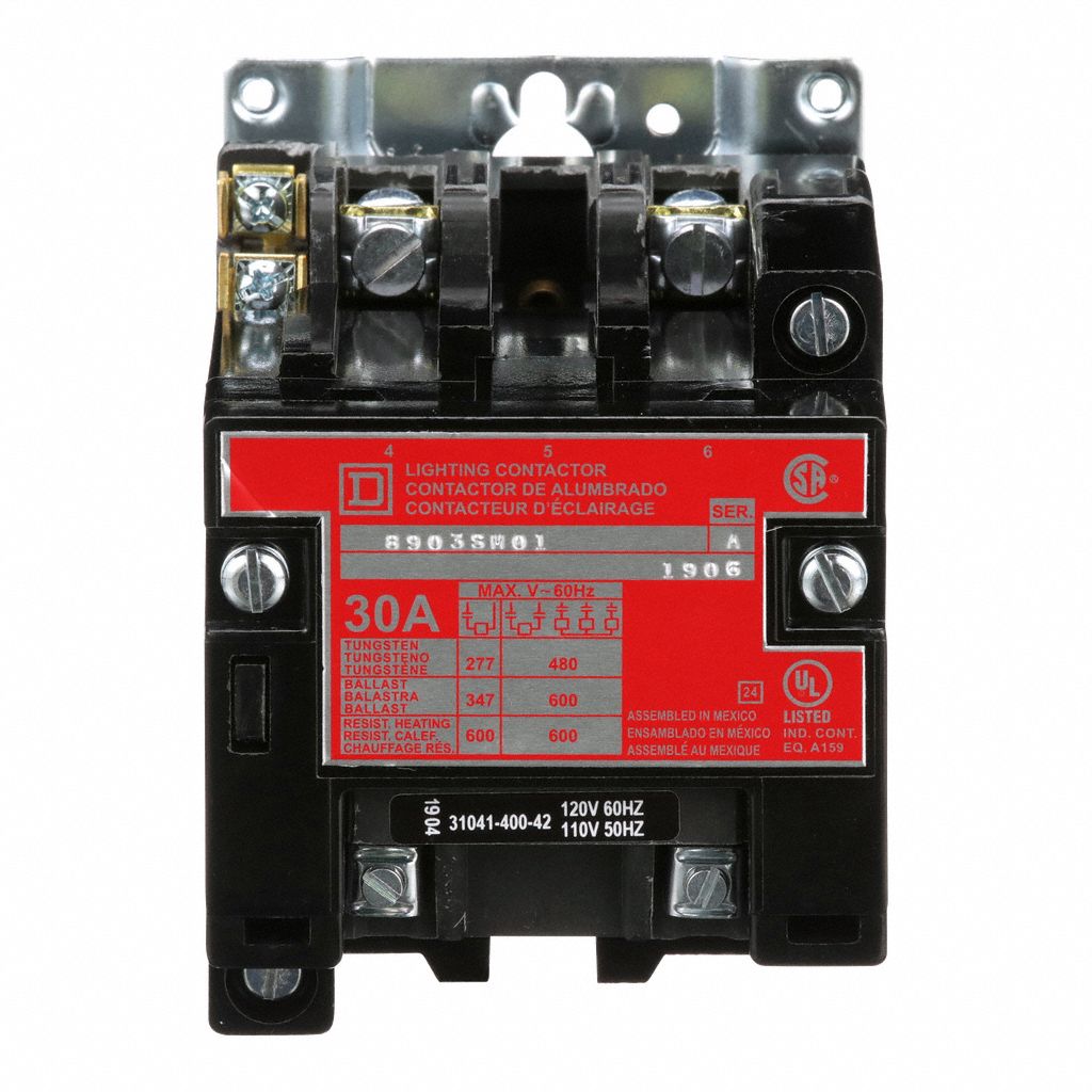 SQUARE D, 2 Poles, 120V AC, Lighting Magnetic Contactor - 5B142 ...