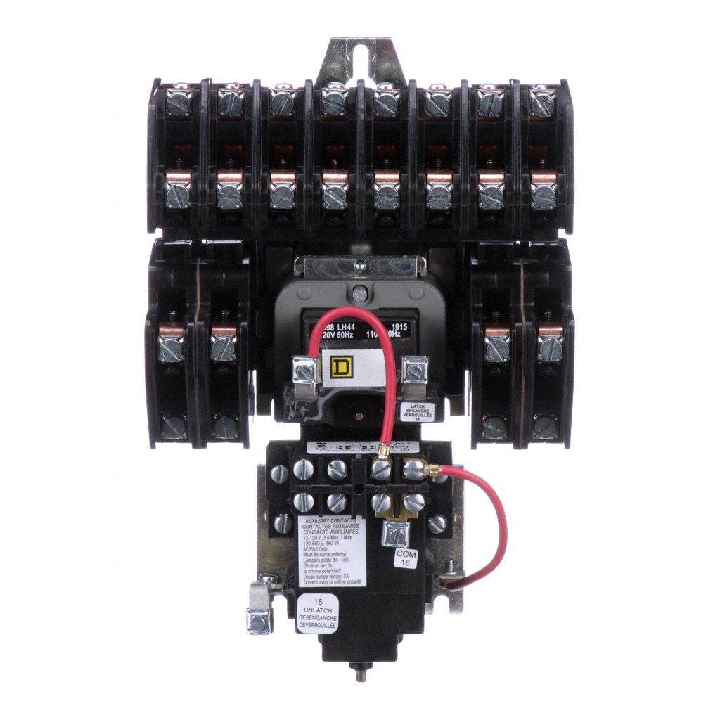 SQUARE D Lighting Magnetic Contactor: 12 Poles, 120V AC, 30 A Full Load ...