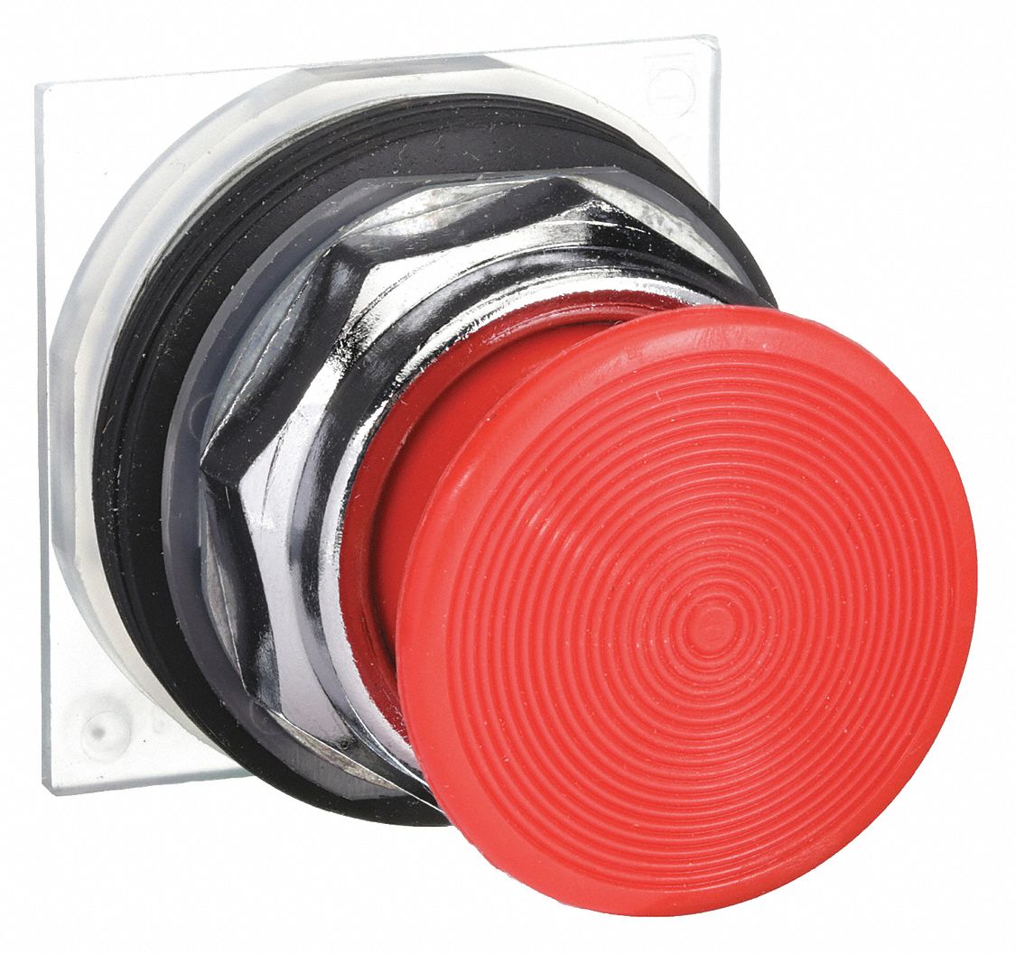 SCHNEIDER ELECTRIC, Red, 30 mm Mounting Size, Mushroom Head Push Button - 5B515|9001KR24R - Grainger