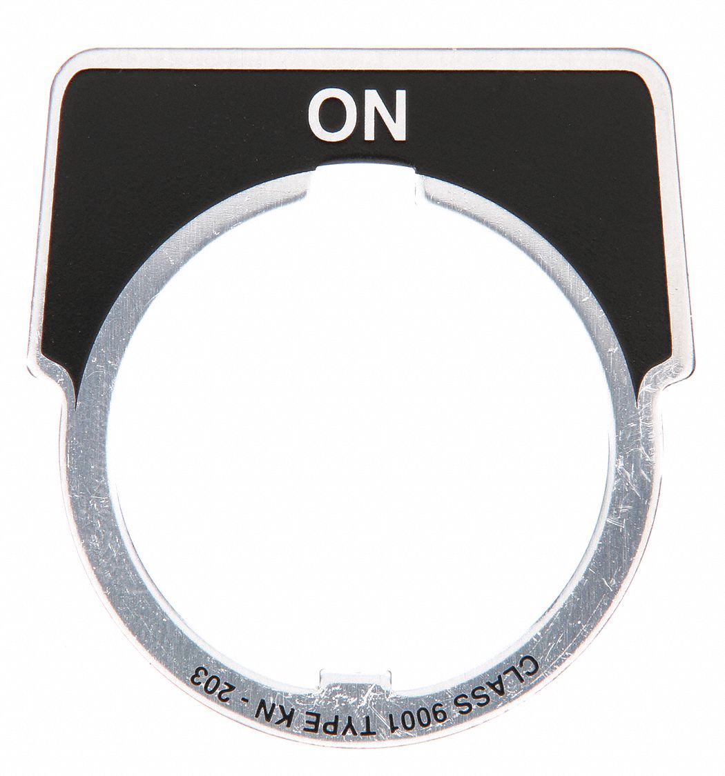 SQUARE D LEGEND PLATE,HALF ROUND,ON,WHITE/BLACK - Legend Plates ...